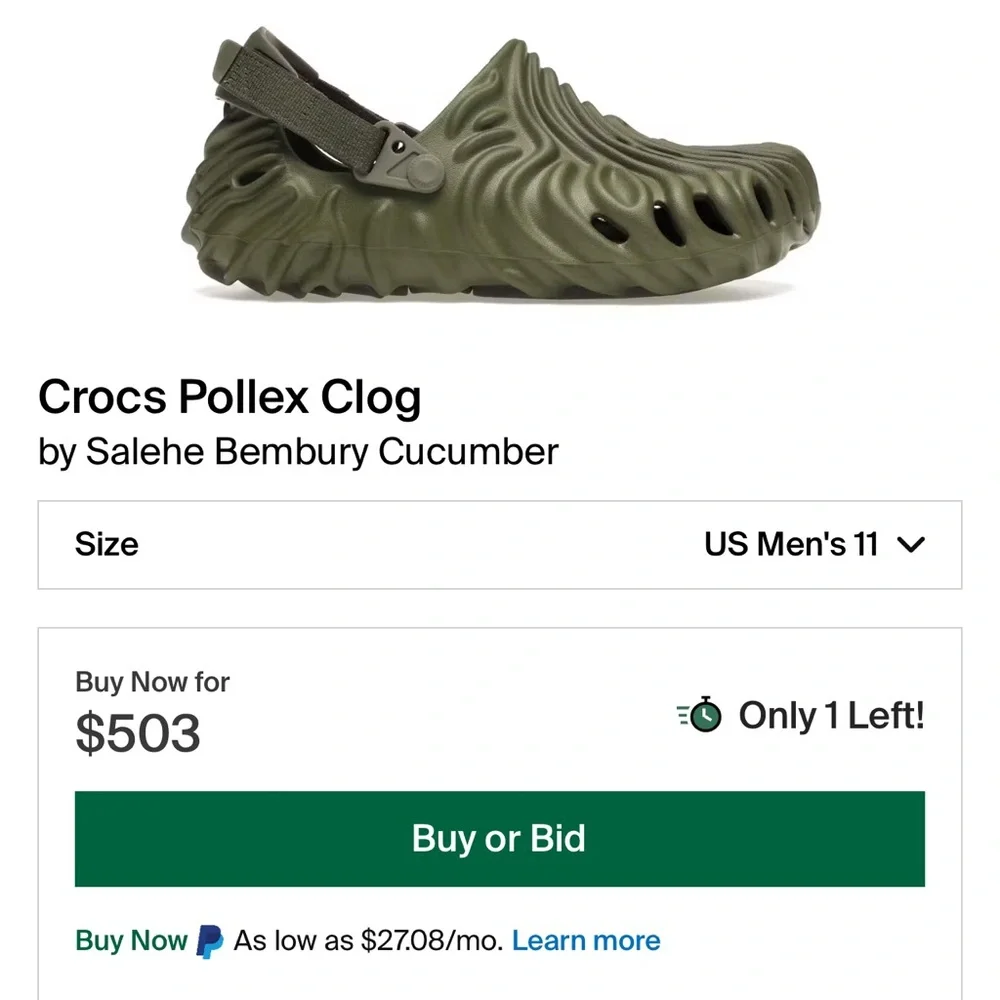 CROCS | Shoes | Salehe Bembury Pollex Crocs Rare Cucumber Colorway ...